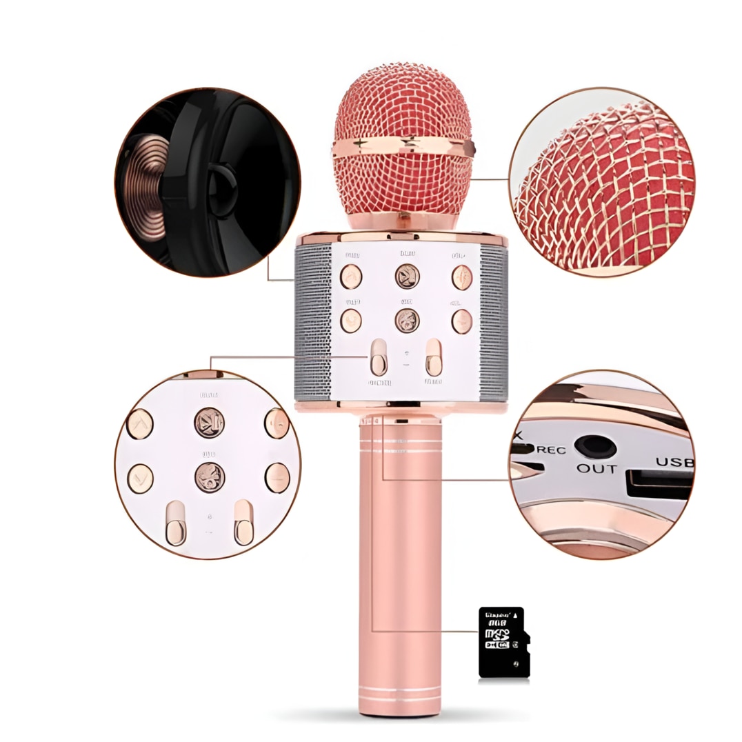 Microfon Karaoke Wireless pentru Copii, Boxa integrata, Card SD, stereo ...