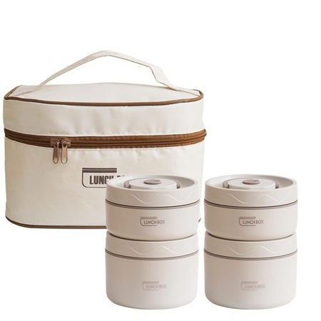 Set 4 caserole cu husa transport, WALALLA, Cutie bento, 440 + 440 + 600 ...