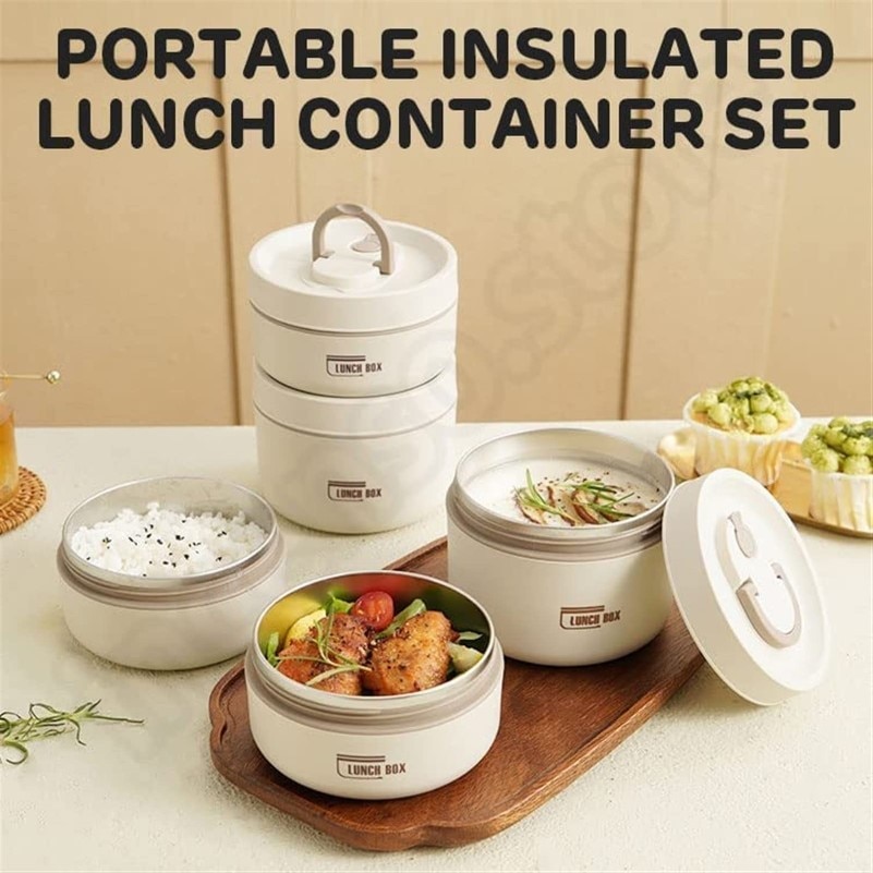 Set 2 caserole cu husa transport, WALALLA, Cutie bento, 440 + 600 ml ...