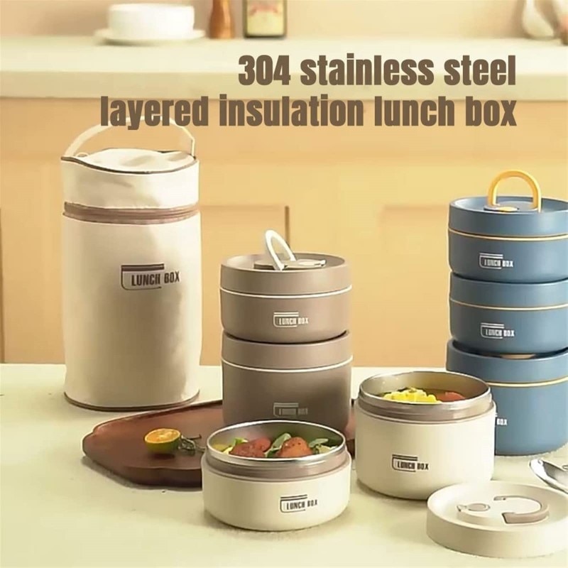 Set 2 caserole cu husa transport, WALALLA, Cutie bento, 440 + 600 ml ...