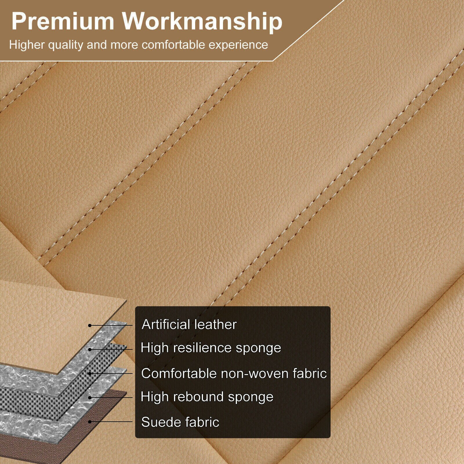 Set 2 Huse Auto Universale Scaune Fata, Piele eco, Linii, Bej - eMAG.ro