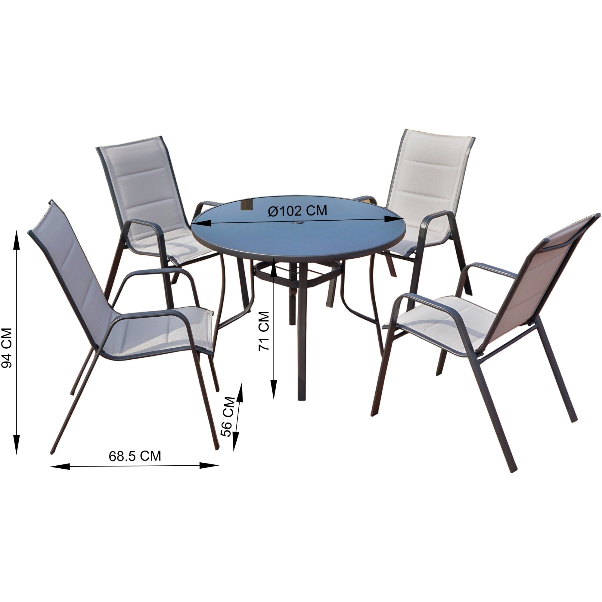 Set Gradina Kring Ridge, masa 102x71 cm, 4 scaune 68.5x56x94 cm - eMAG.ro