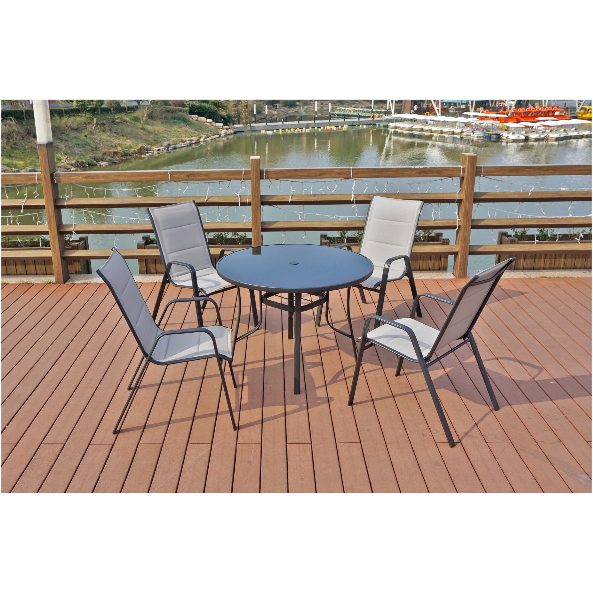 Set Gradina Kring Ridge, masa 102x71 cm, 4 scaune 68.5x56x94 cm - eMAG.ro