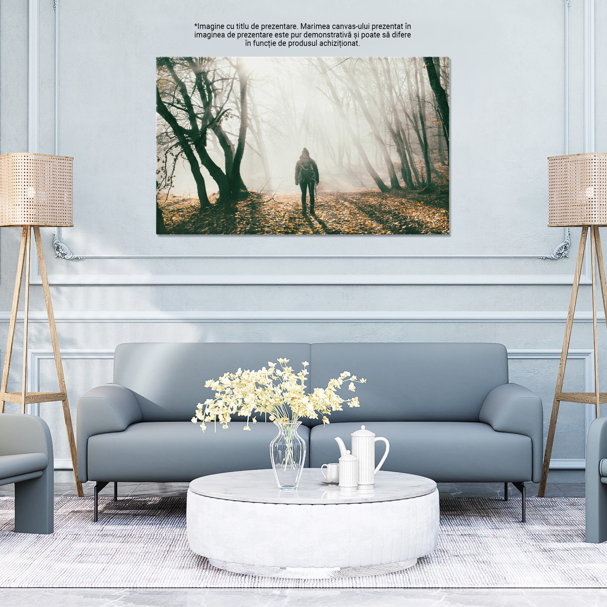 Картина на платно Пейзаж със слънце, гора и сенки наблизо 120x80CM ...