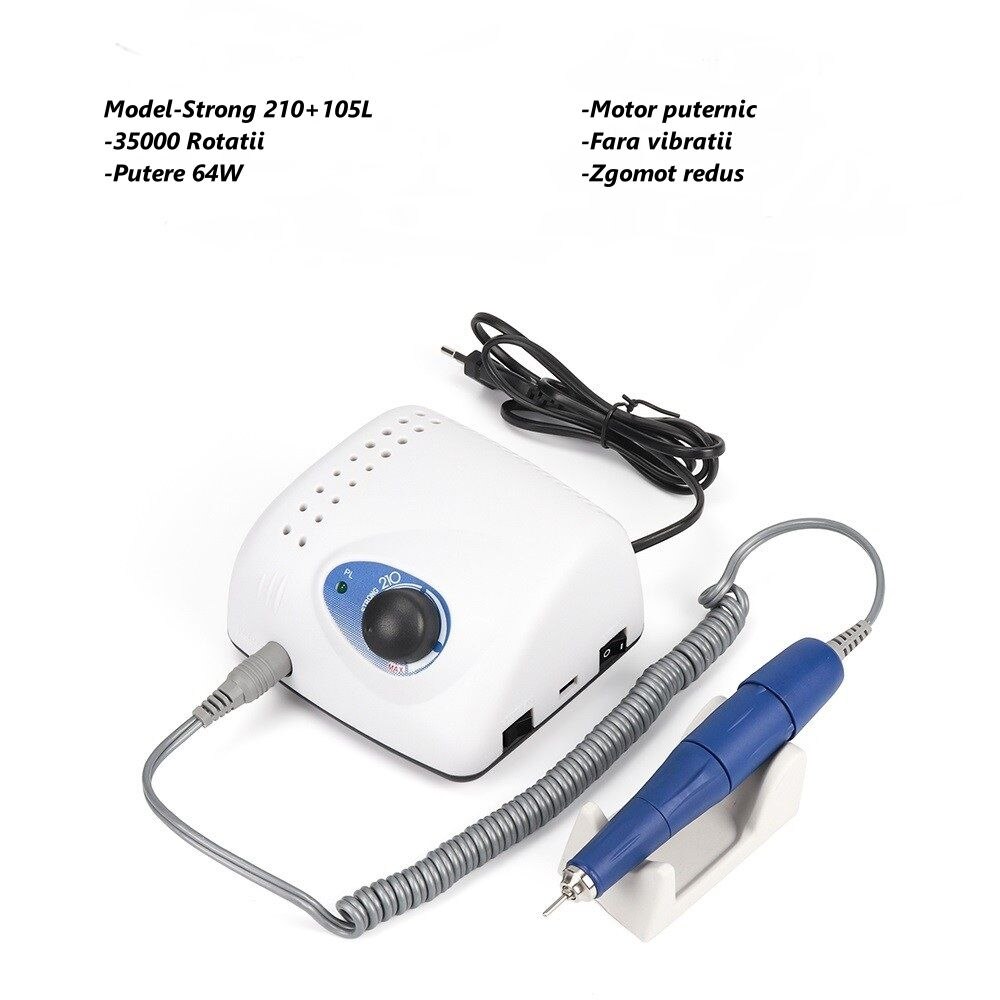 Freza unghii Profesionala Strong 210/105l, 35.000 RPM, 65W - eMAG.ro