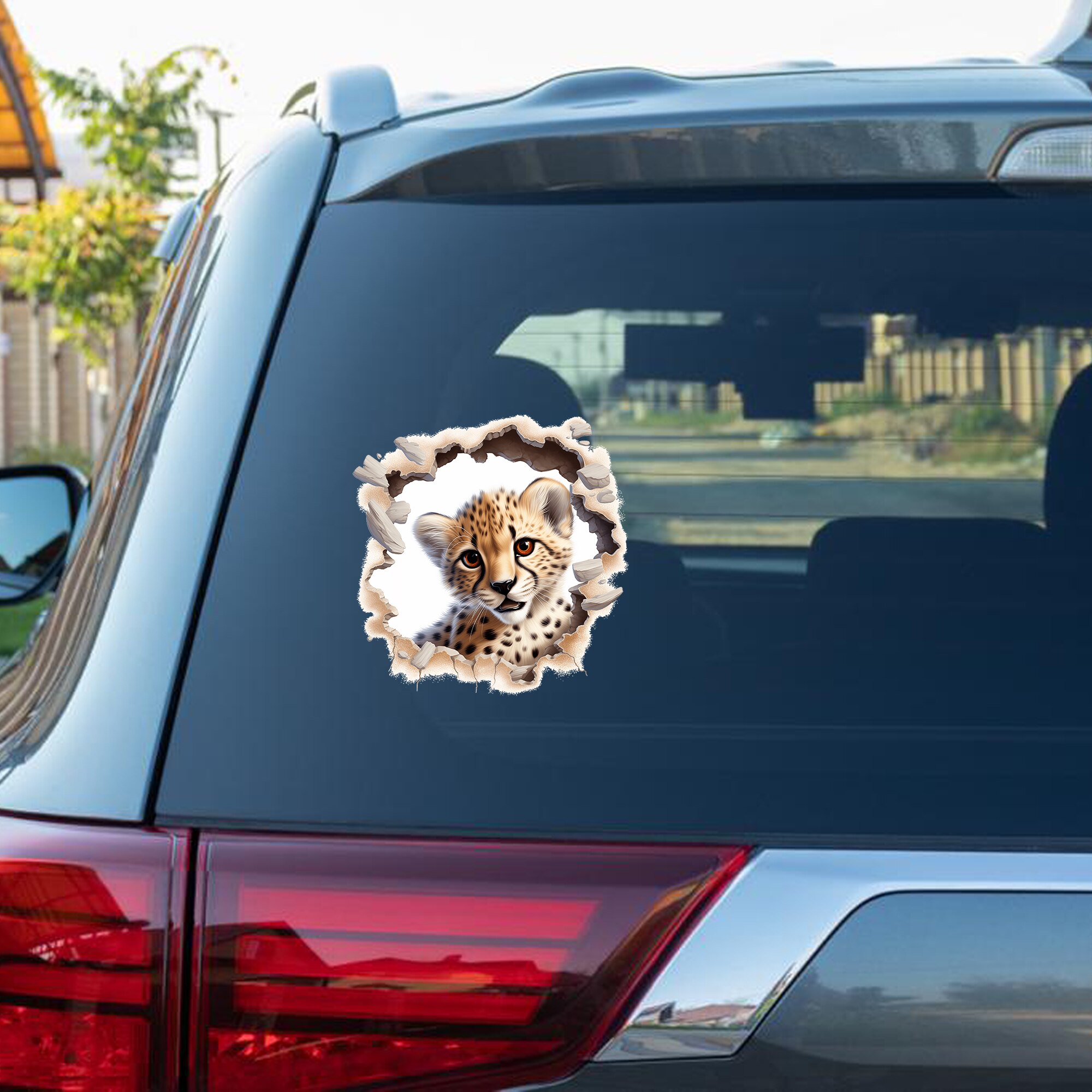 Sticker decorativ pentru perete, auto si geam, Crapatura pui de girafa ...