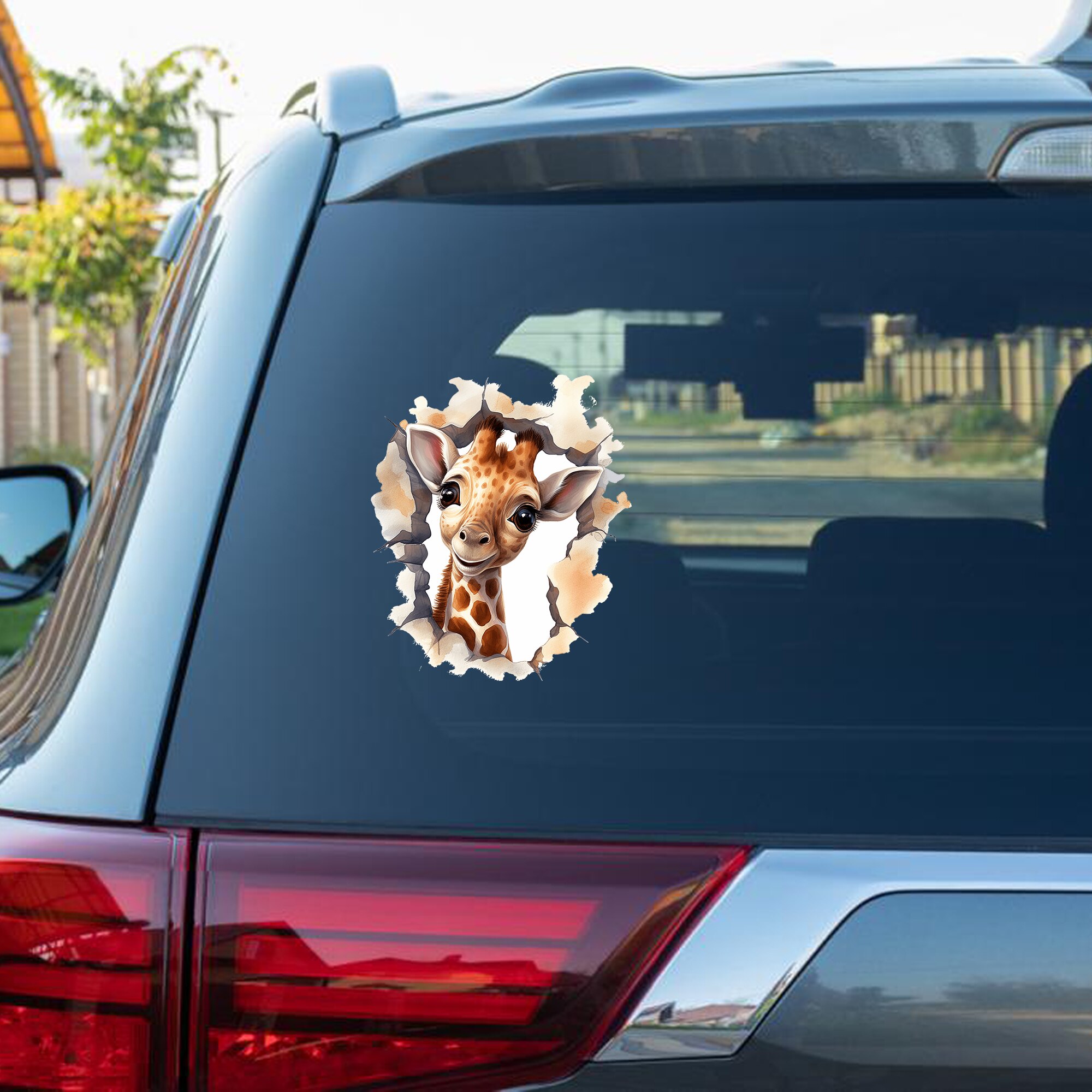 Sticker decorativ pentru perete, auto si geam, Crapatura pui de girafa ...