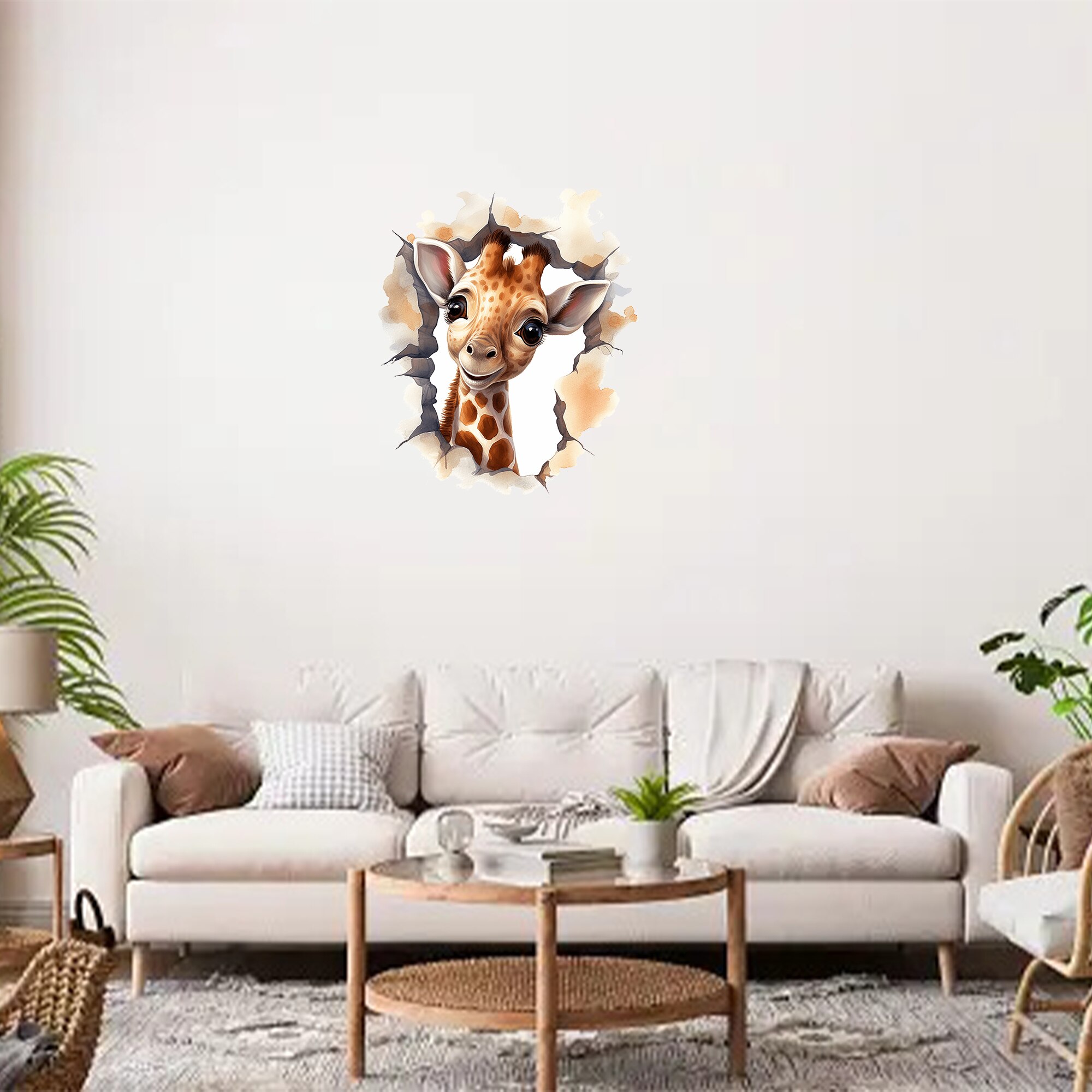 Sticker decorativ pentru perete, auto si geam, Crapatura pui de girafa ...