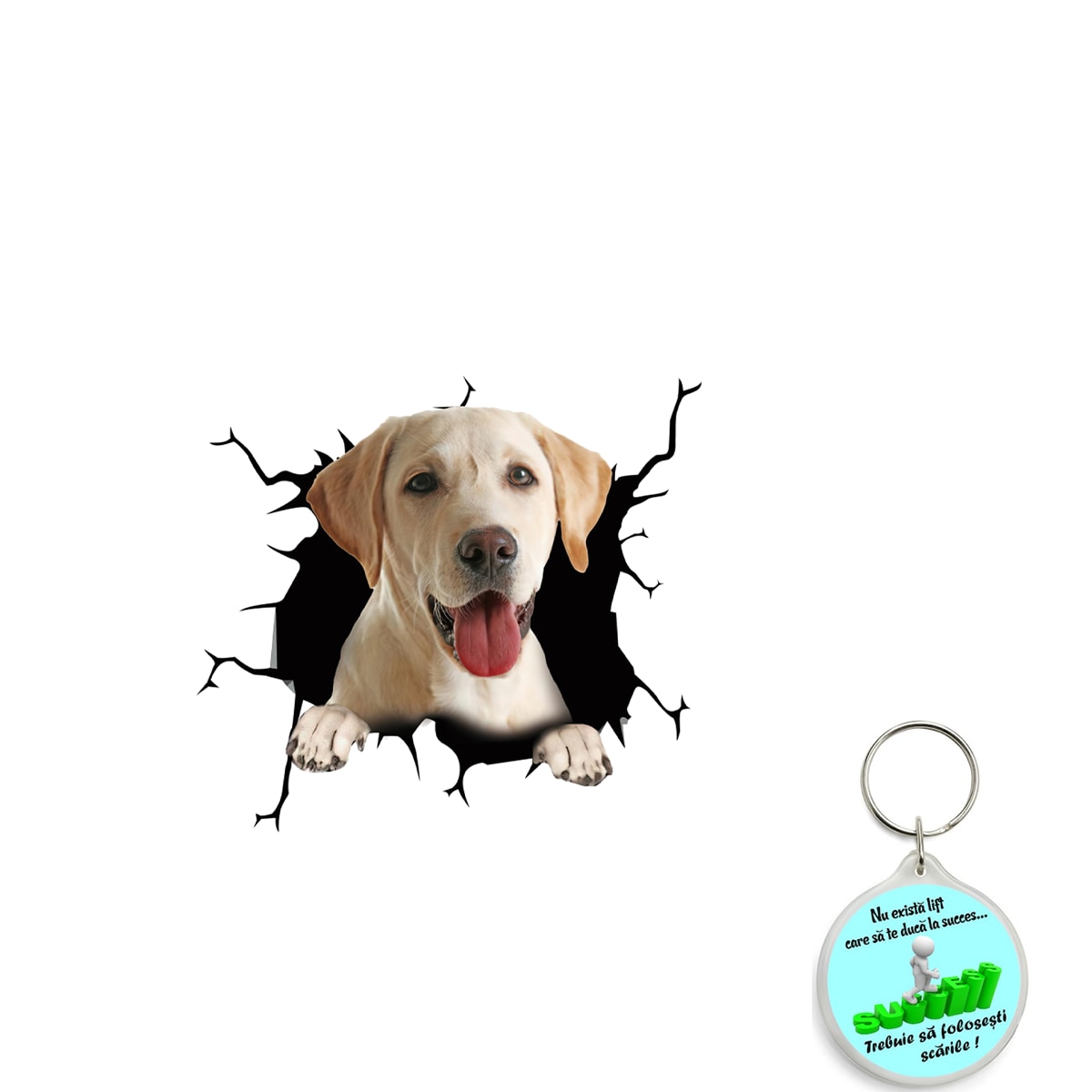 Sticker decorativ pentru perete, auto si geam, Crapatura: pui de ...