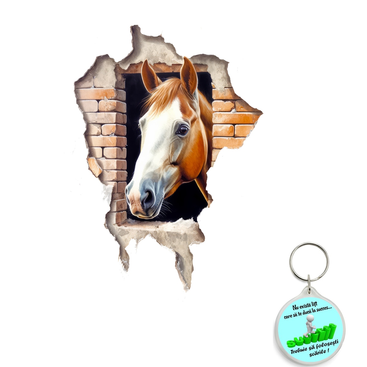 Sticker decorativ pentru perete, auto si geam, Crapatura: cal model 1 ...