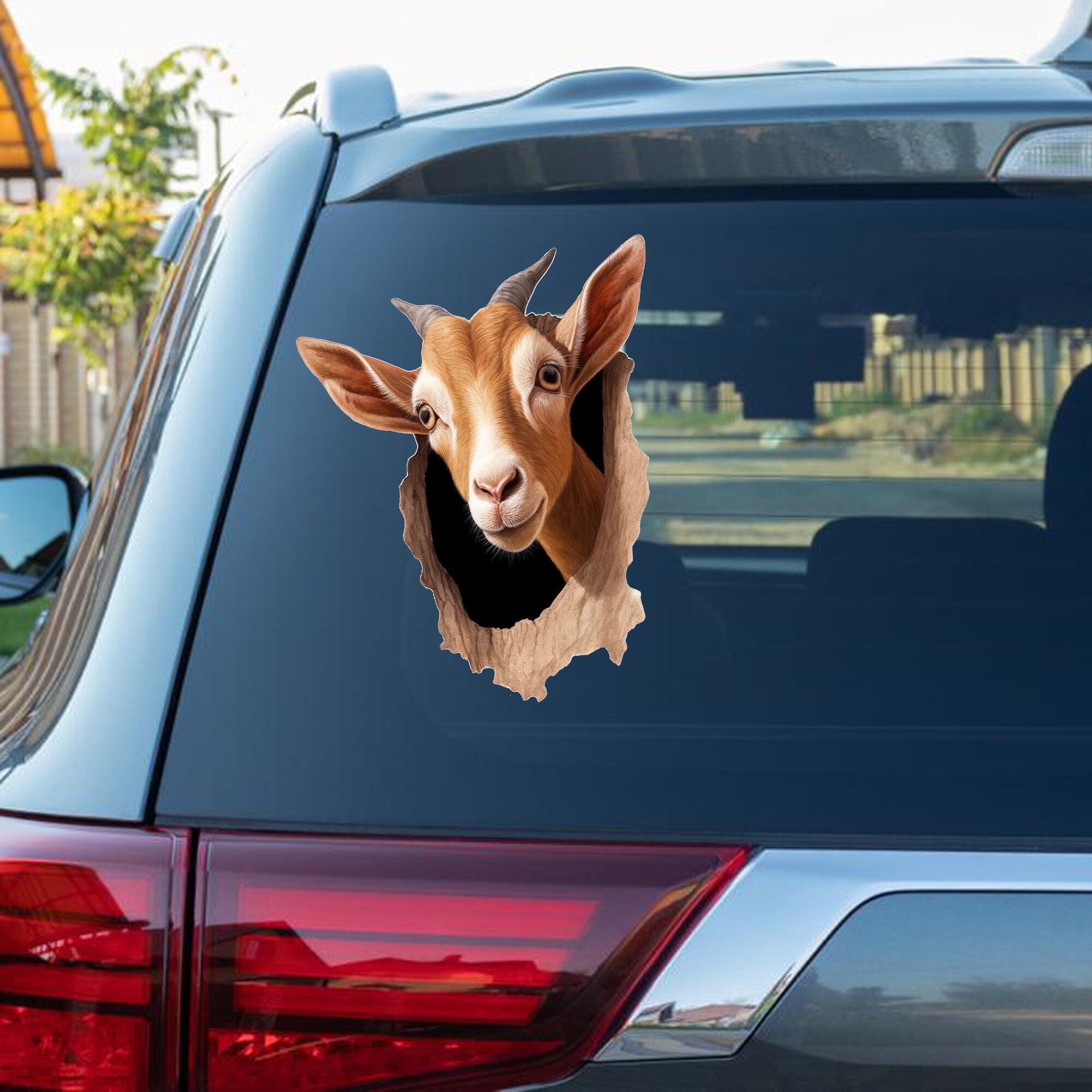 Sticker decorativ pentru perete, auto si geam, Crapatura: capra model 2 ...
