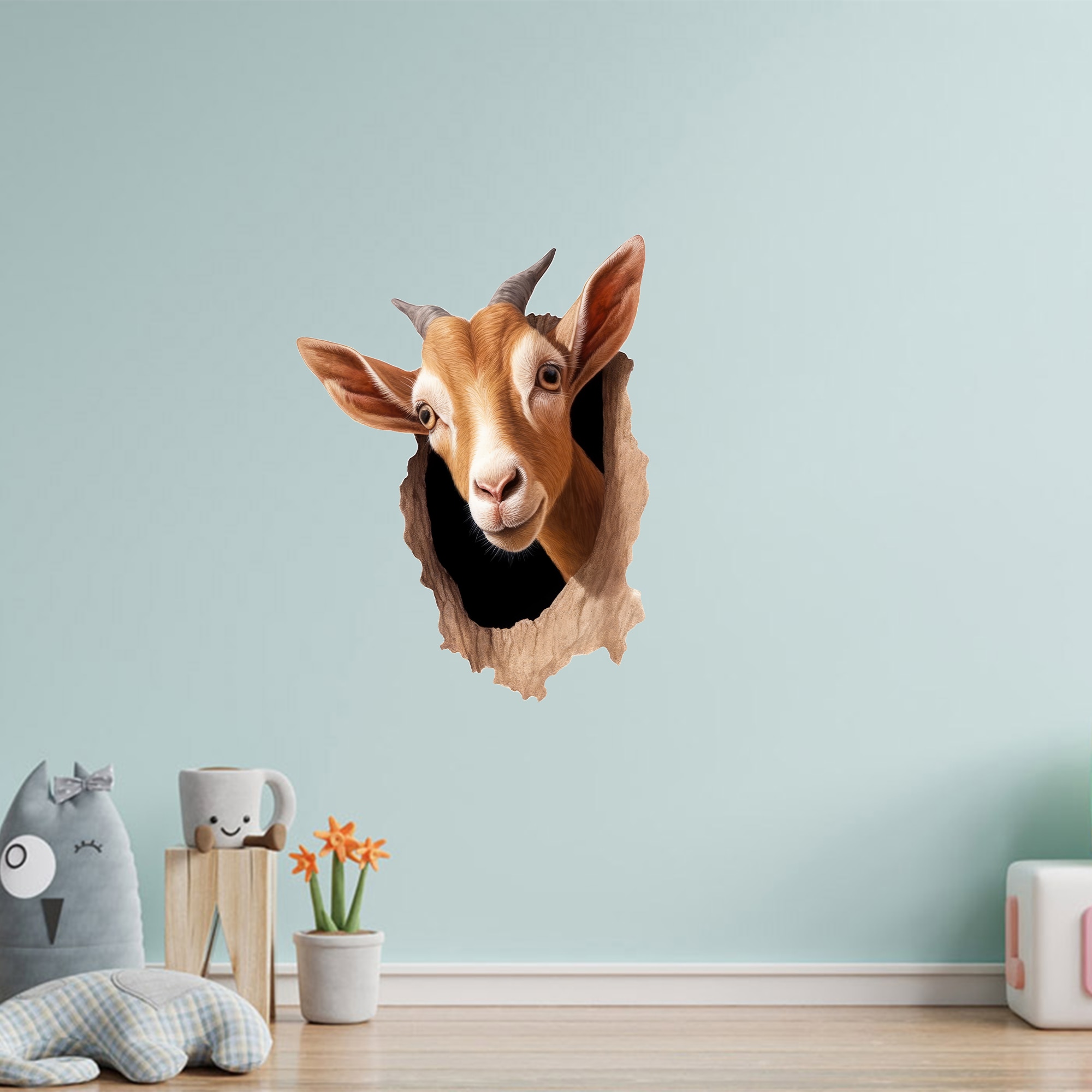 Sticker decorativ pentru perete, auto si geam, Crapatura: capra model 2 ...