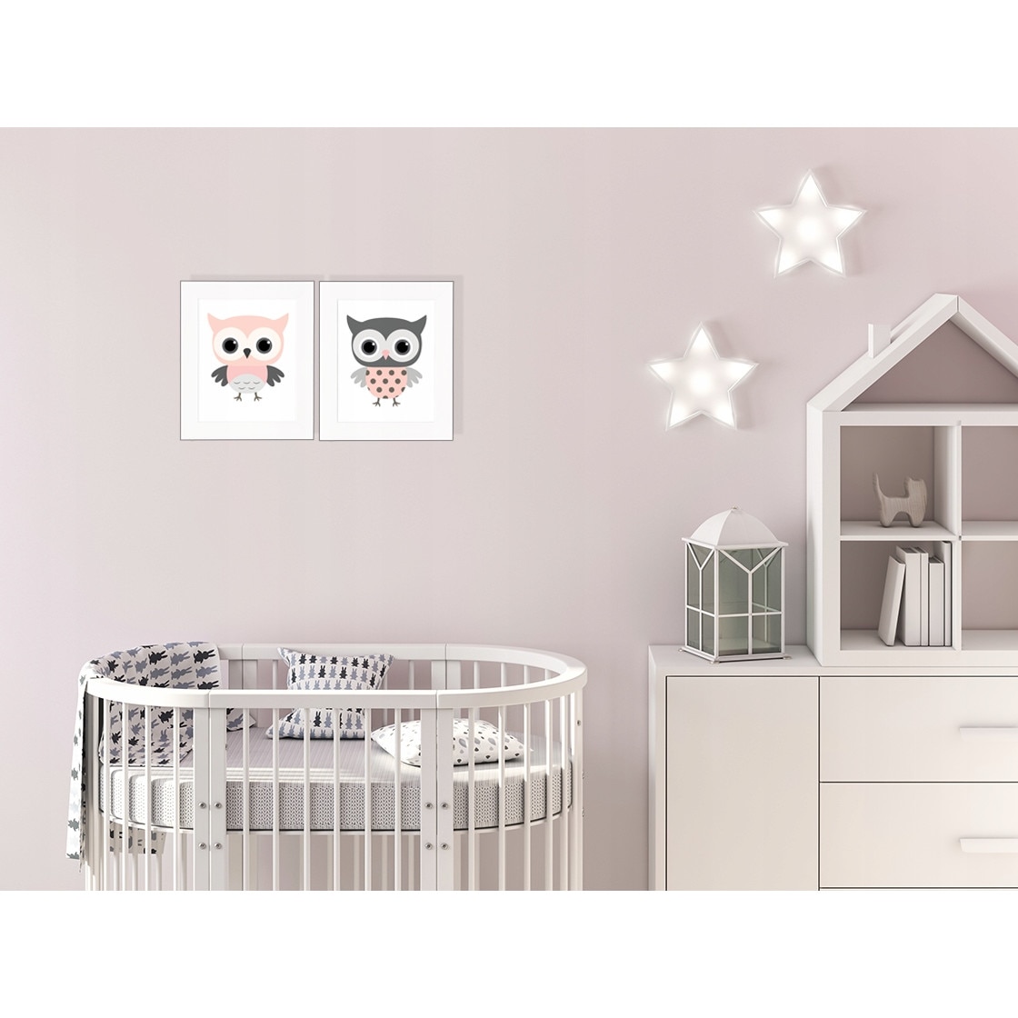 Set 2 Tablouri Decorative, Postergaleria, Bufnite colorate, 20 x 25 cm ...