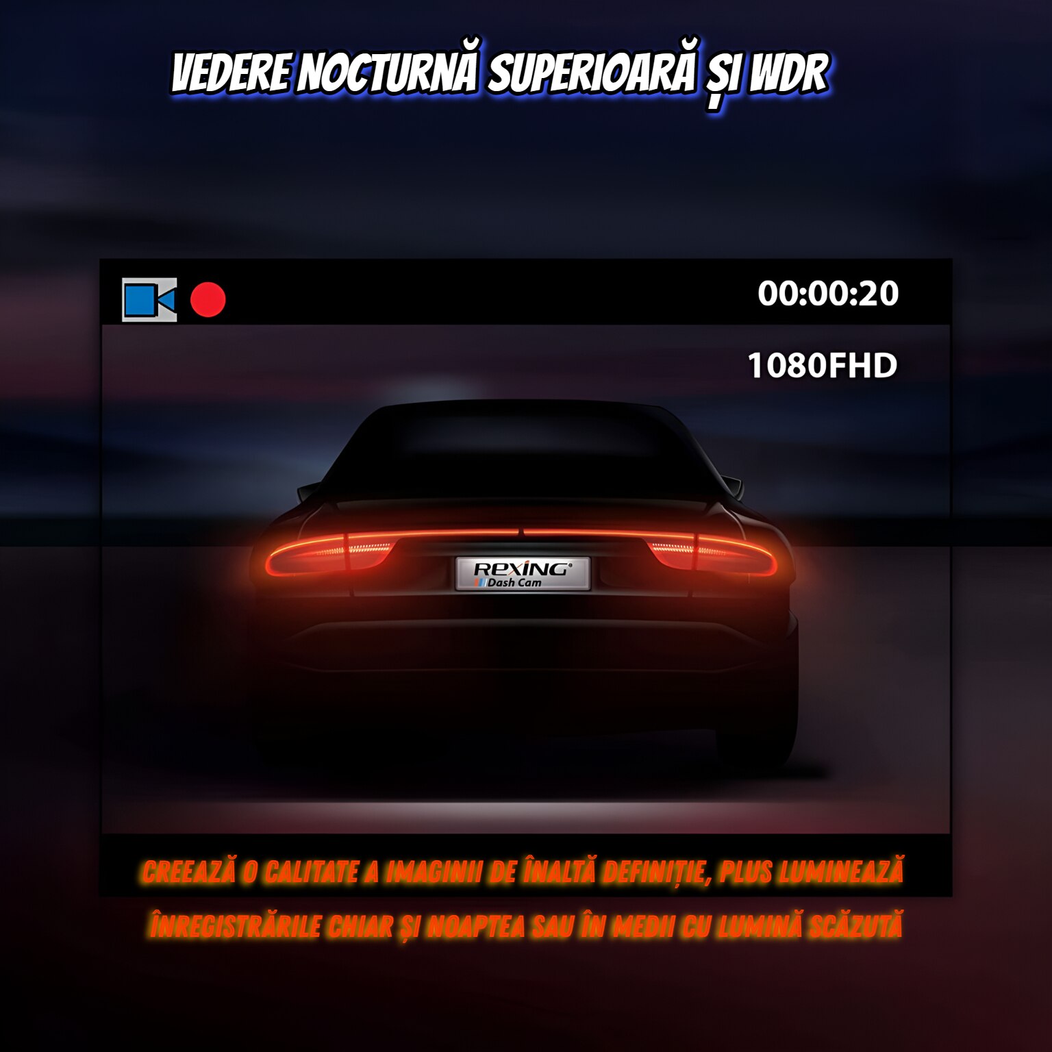 Camera auto de bord S600, FULL HD 1080P, Night Vision, WIFI, Aplicatie ...