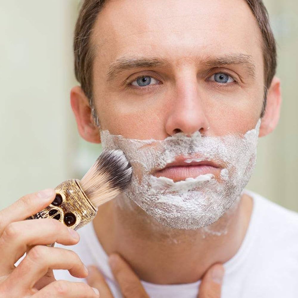 Pamatuf barbierit clasic, Ardette, SB1PC, Peri naturali, Maner lemn, Model Retro cu craniu ...