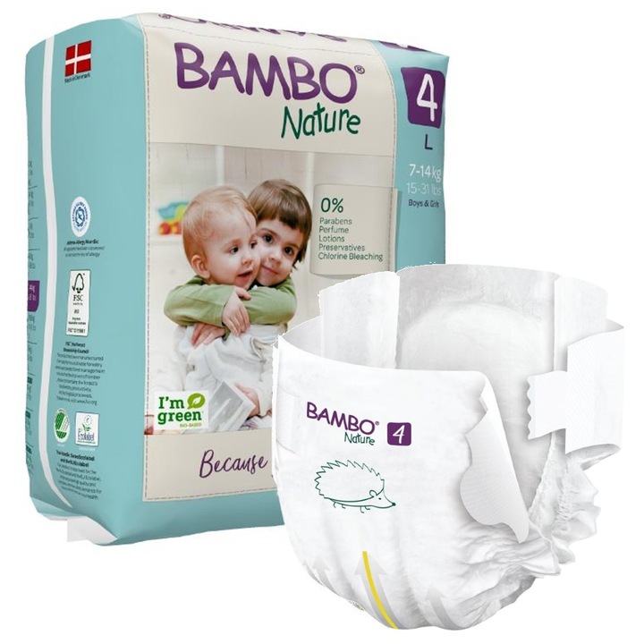 Set 24 scutece, Bambo Nature, 7-14 Kg, Marime 4, Alb - eMAG.ro