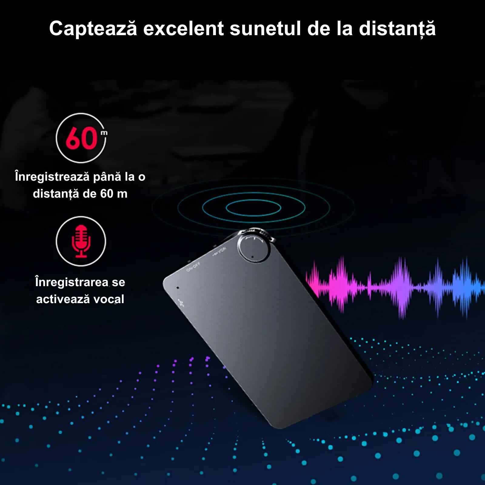 Mini reportofon spion ultra subtire, activare vocala, 16GB, autonomie ...