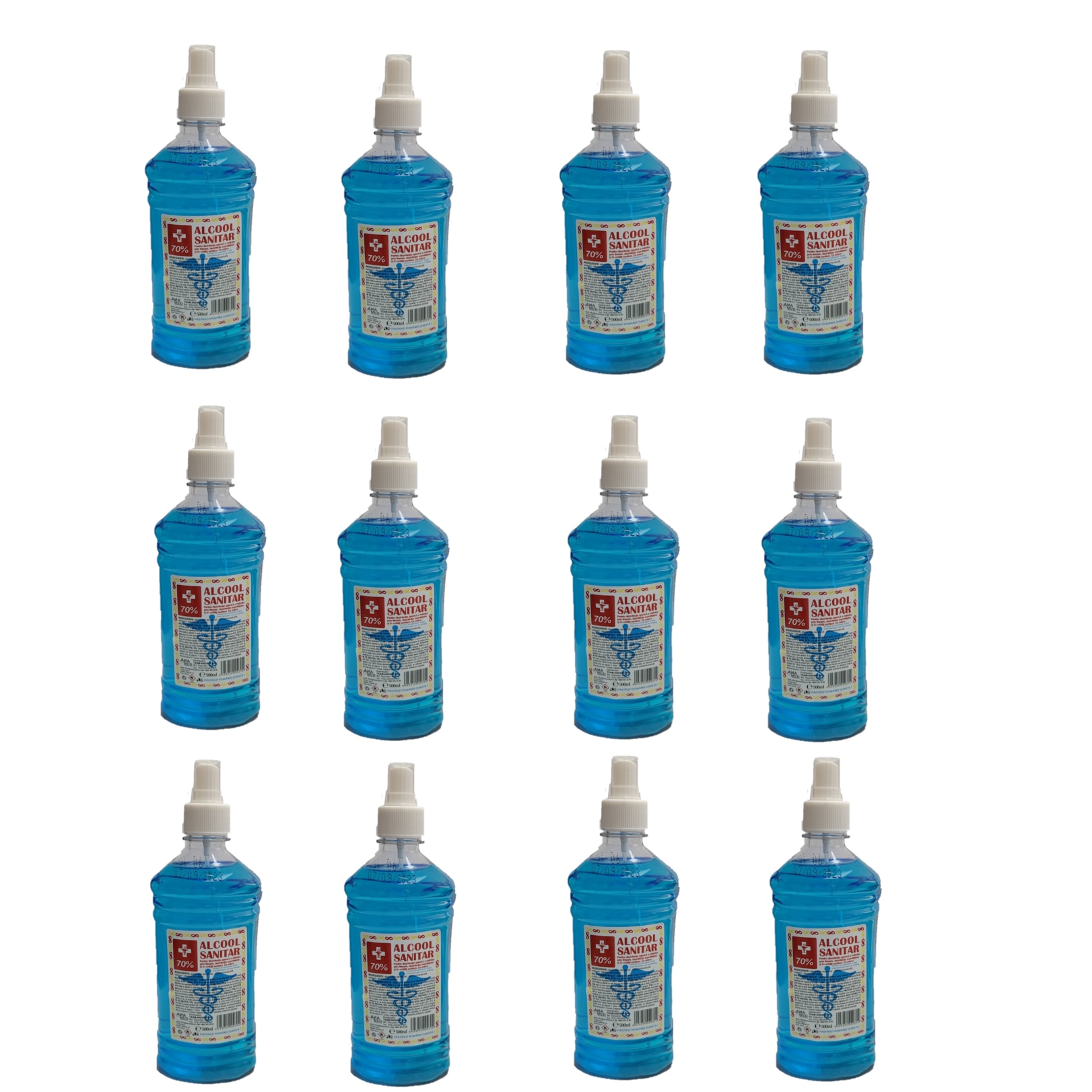 Комплект 12 броя санитарен спирт ANA MED 70% с пулверизатор, 500 ml ...