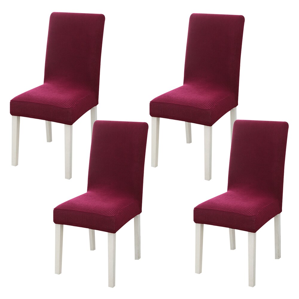 Set 4 huse pentru scaune, JeiibrZui, Poliester, Visiniu - eMAG.ro