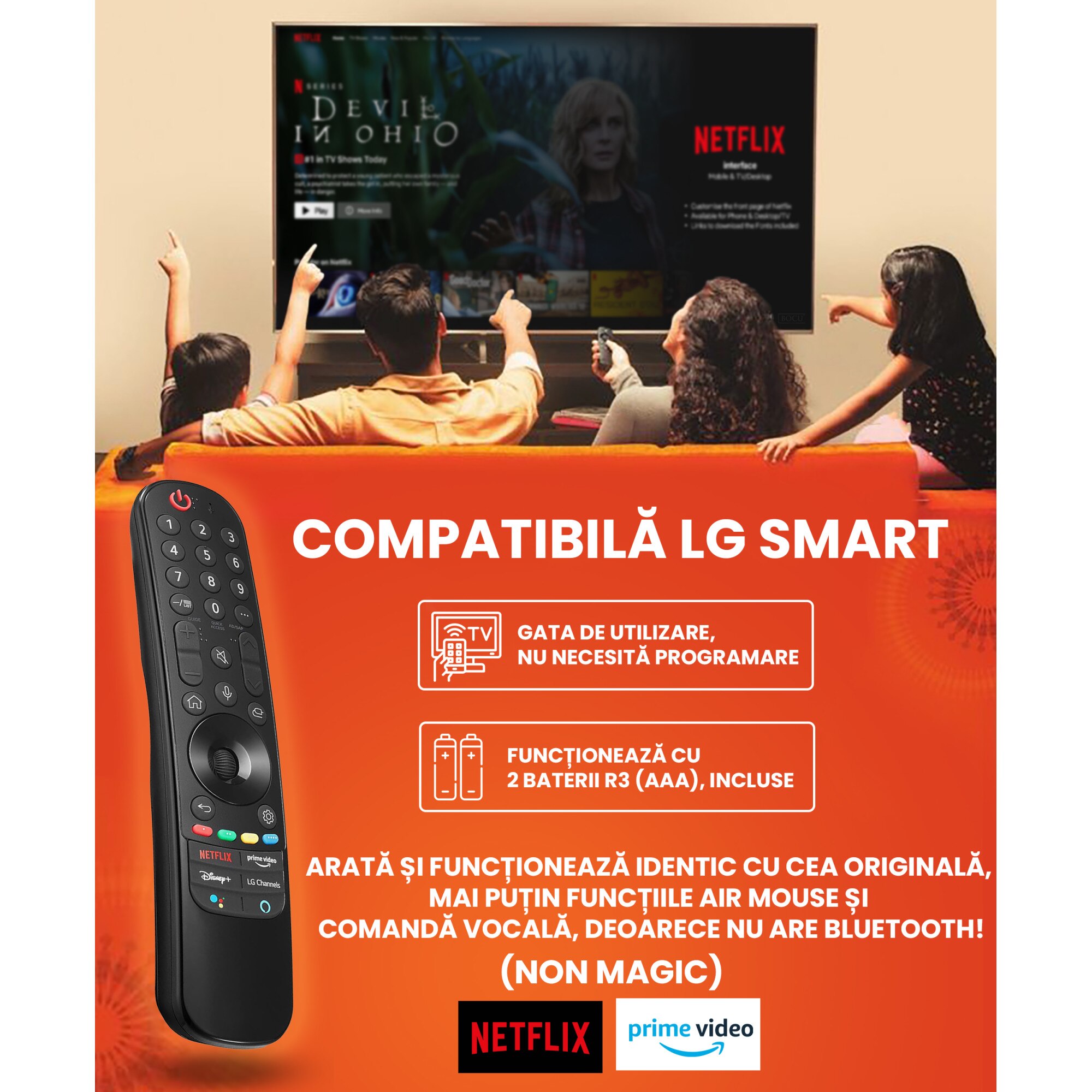 Telecomanda TV Compatibila Lg Smart, MR21GC, MR21GA, infrarosu, Bocu ...