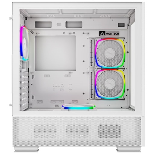 Carcasa Montech Sky Two, fara sursa, ATX, Alb, tempered glass, ARGB ...