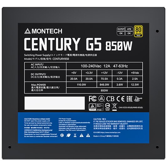 Sursa Montech CENTURY G5, 850W, Negru, 80Plus Gold, full modulara - eMAG.ro