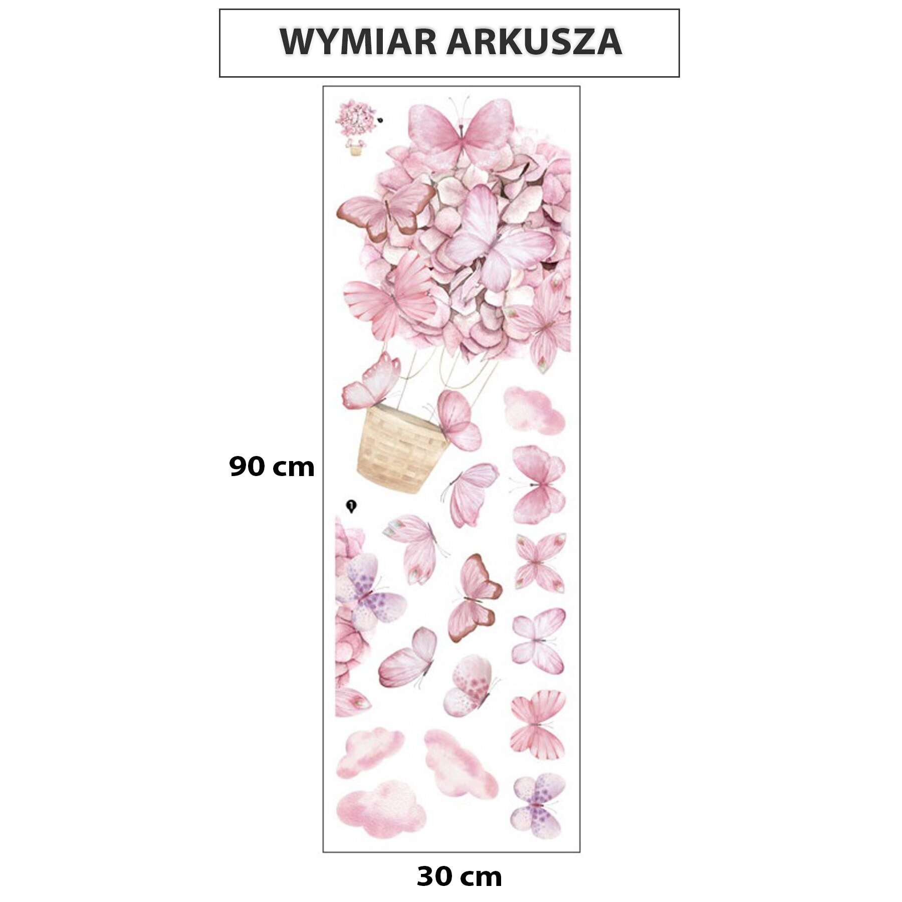 Sticker Decorativ, autoadezive, Flori roz cu fluturi, 53x88 cm, SIPO ...