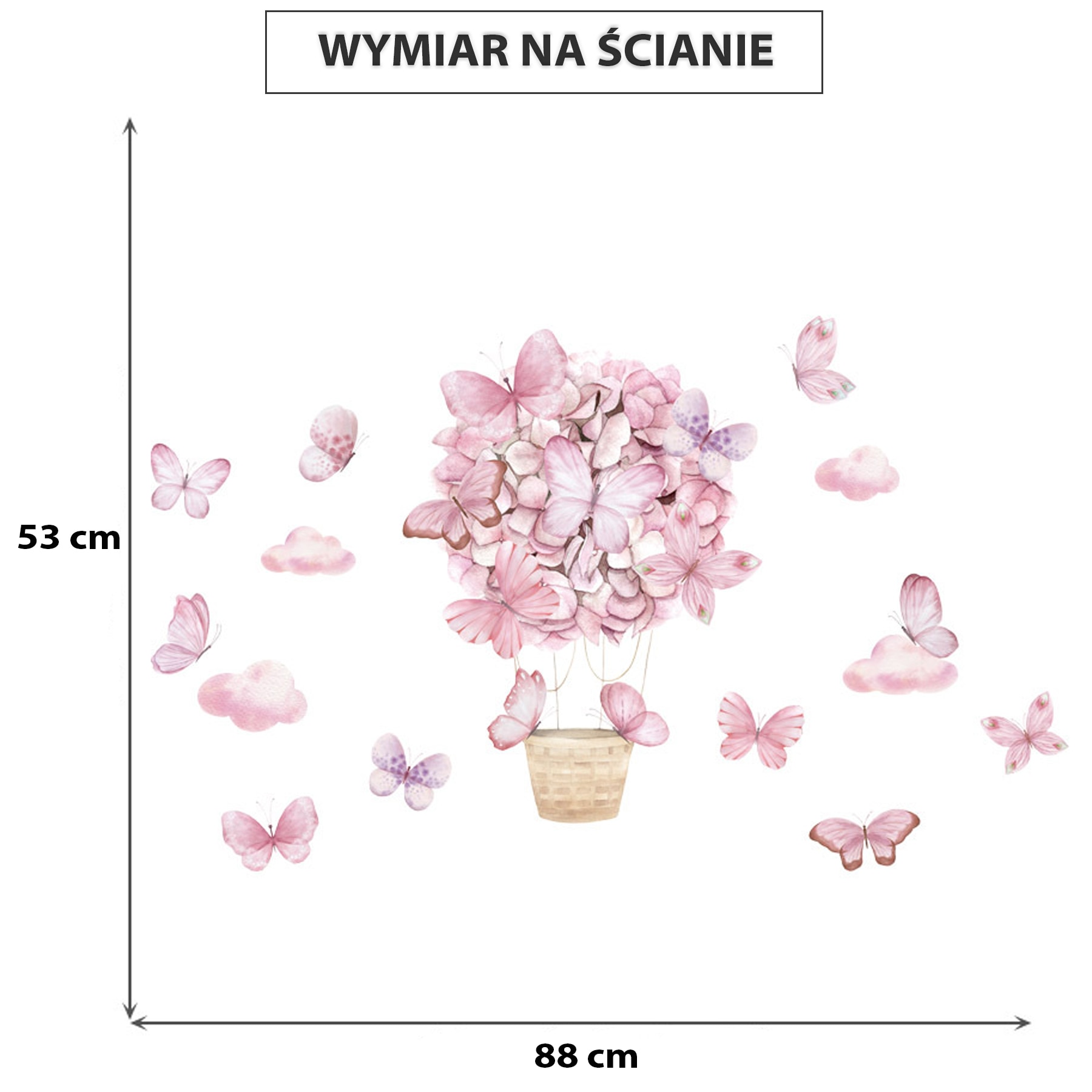 Sticker Decorativ, autoadezive, Flori roz cu fluturi, 53x88 cm, SIPO ...