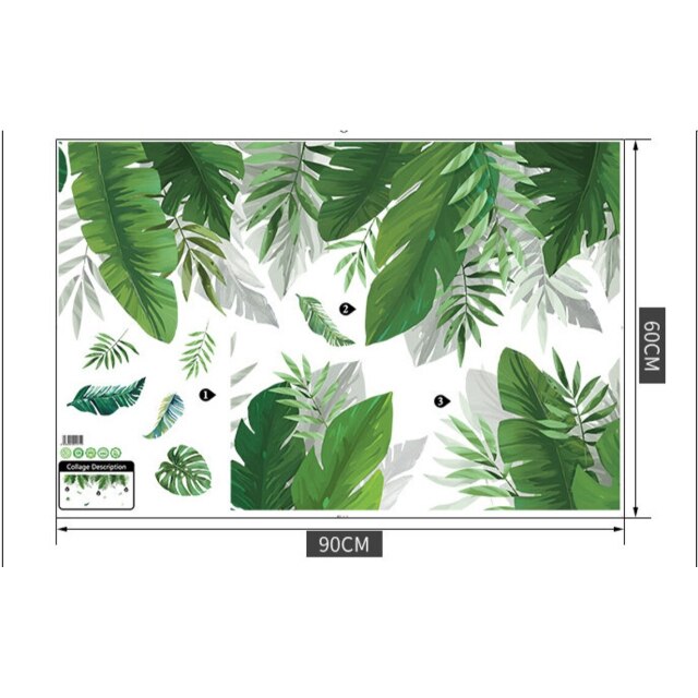 Sticker Decorativ Autoadeziv CCmax cu Frunze Tropicale, Verde, 1500x700 ...