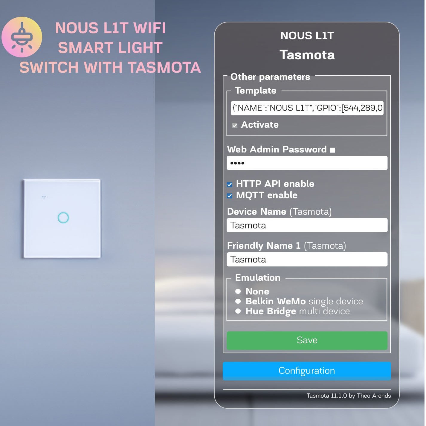 Intrerupator Inteligent Nous L1T, Wi-Fi, cu touch control, 1 canal ...