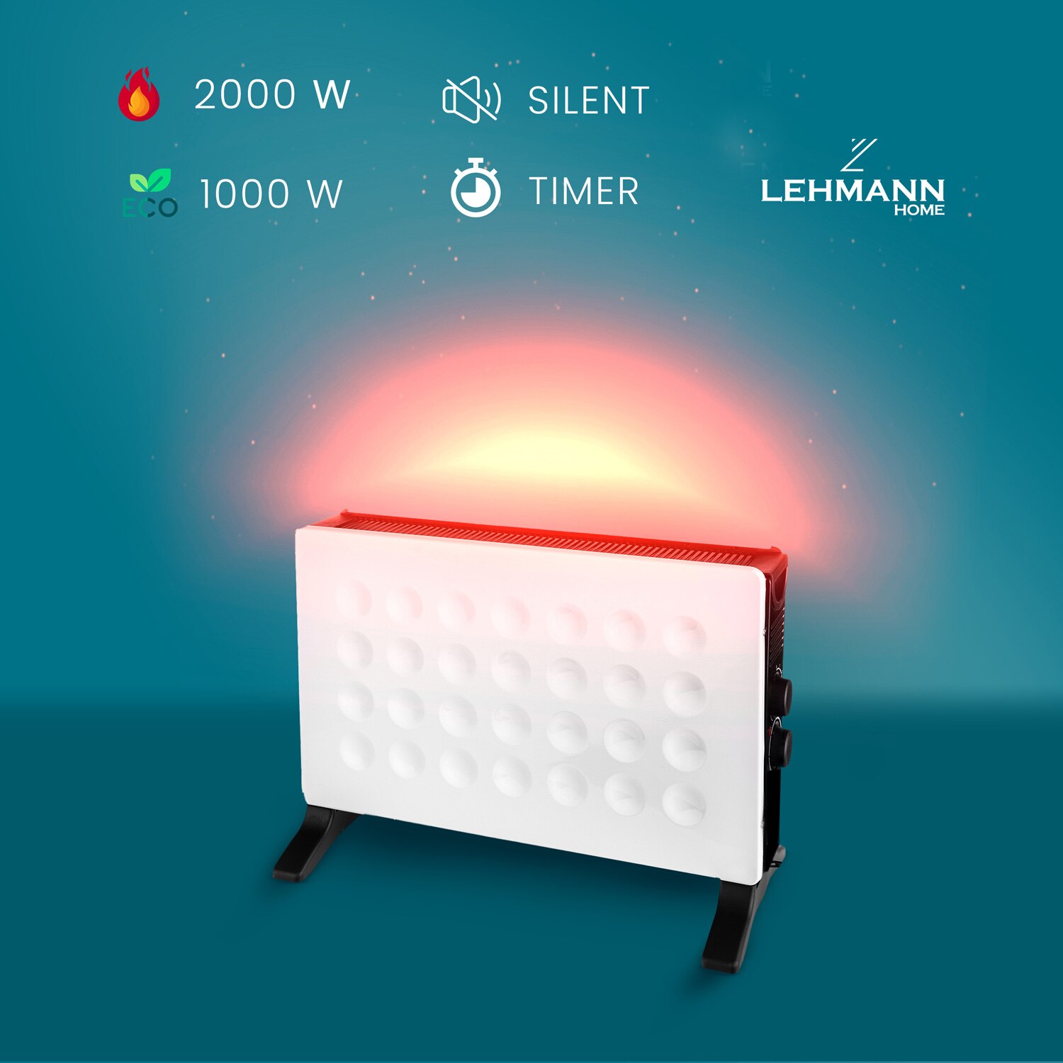 Convector electric Lehmann Palmar, 2000W, 3 trepte de putere, termostat ...