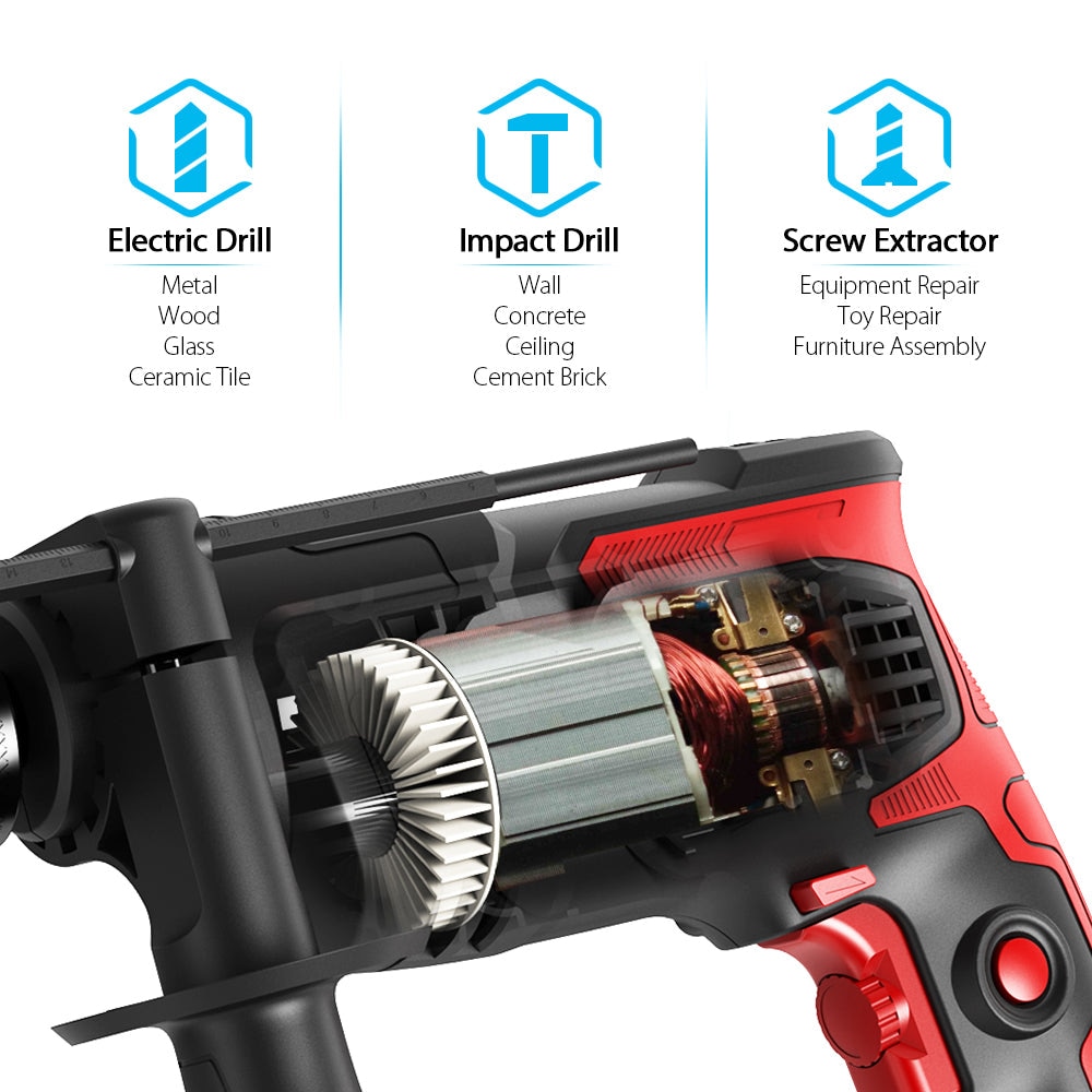 Електрическа бормашина, Kkmoon, 220V, 850W, 3000RPM, ротационна ...