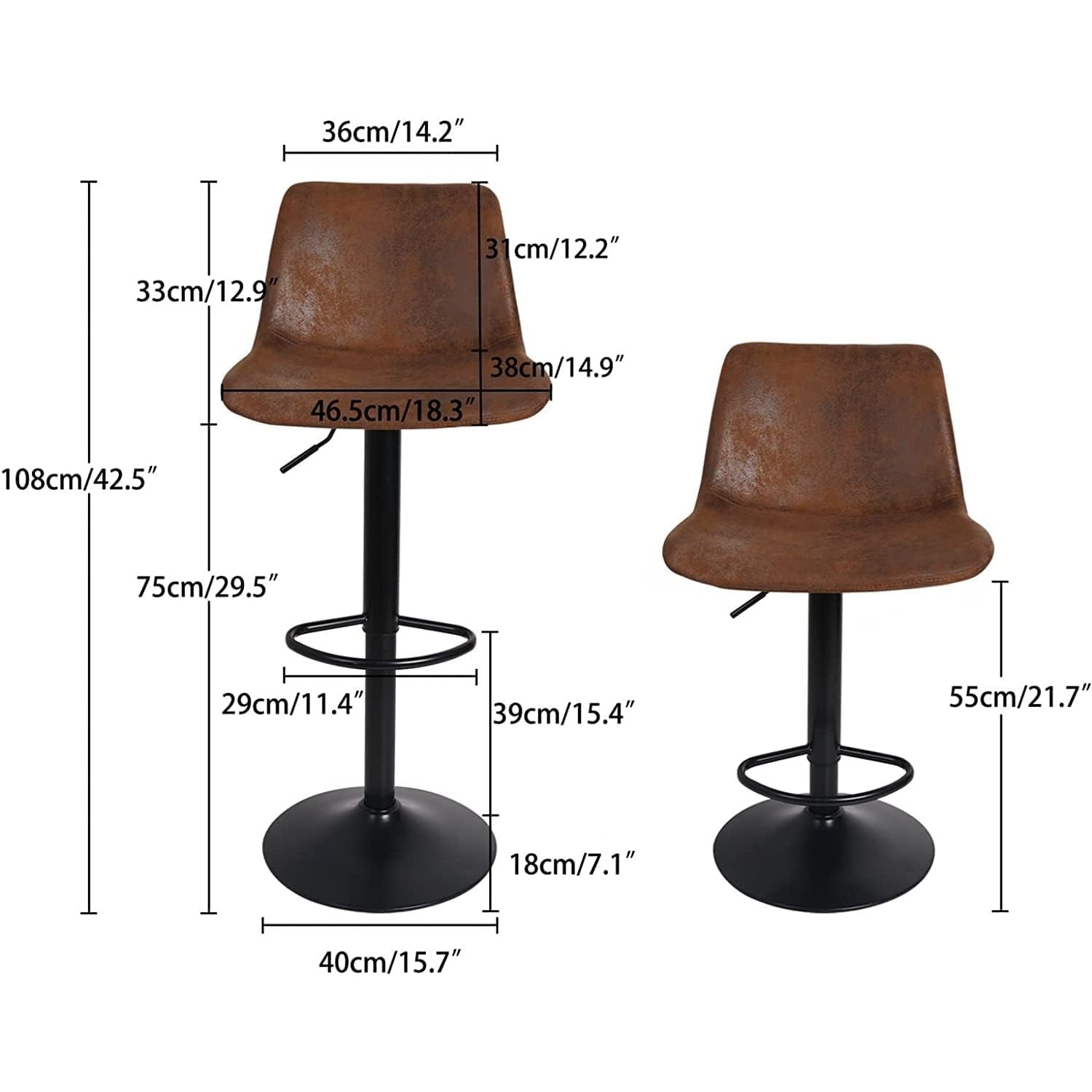 Scaune de bar, set de 2, inaltime reglabila, blat de bucatarie moderna ...