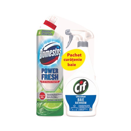 Pachet curatenie baie Domestos dezinfectant gel Lamaie verde 700ml ...