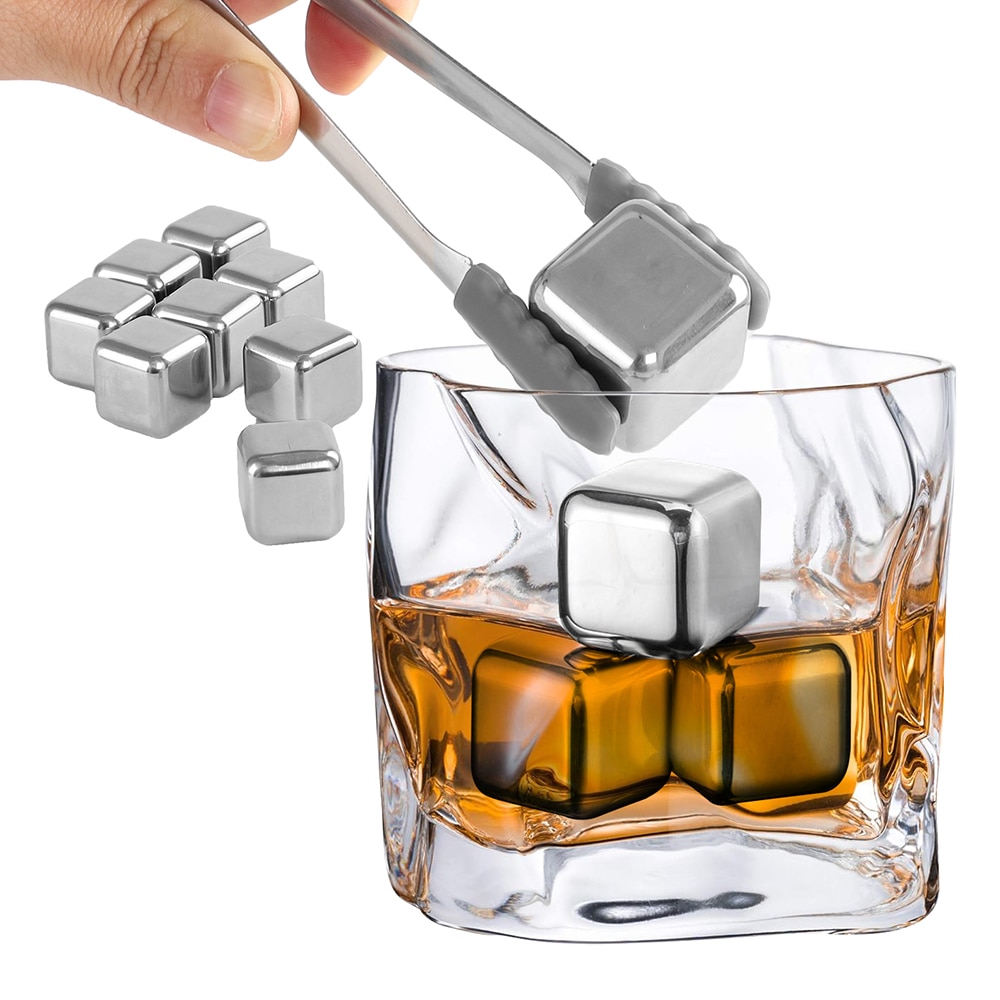 Set 8 cuburi de gheata reutilizabile/cleste, KEIMI, Otel inoxidabil ...