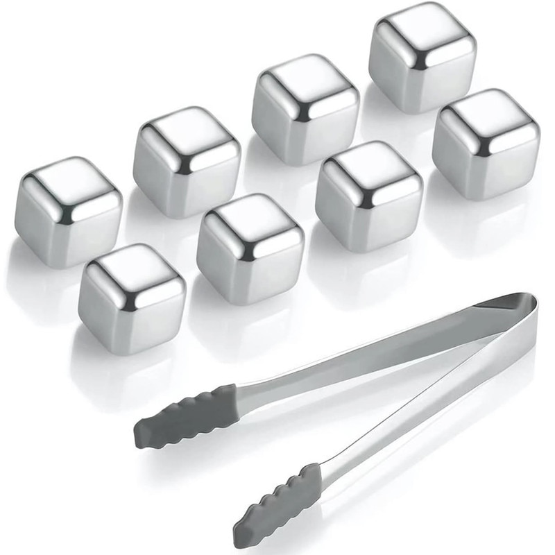 Set 8 cuburi de gheata reutilizabile/cleste, KEIMI, Otel inoxidabil ...