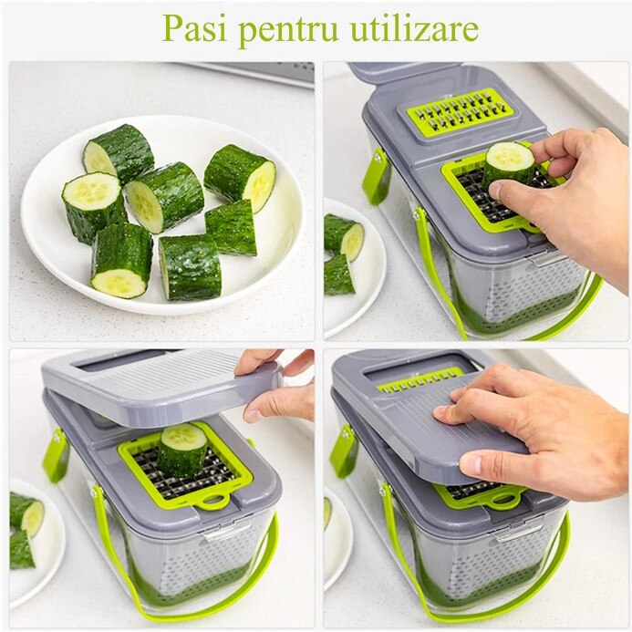 Razatoare multifunctionala pentru fructe si legume, 22 piese, lame din ...