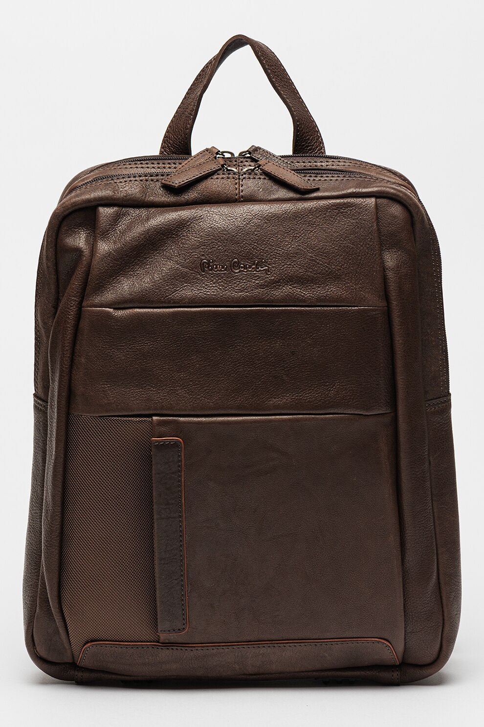 Pierre Cardin, Rucsac de piele cu buzunare multiple, Maro fango - eMAG.ro