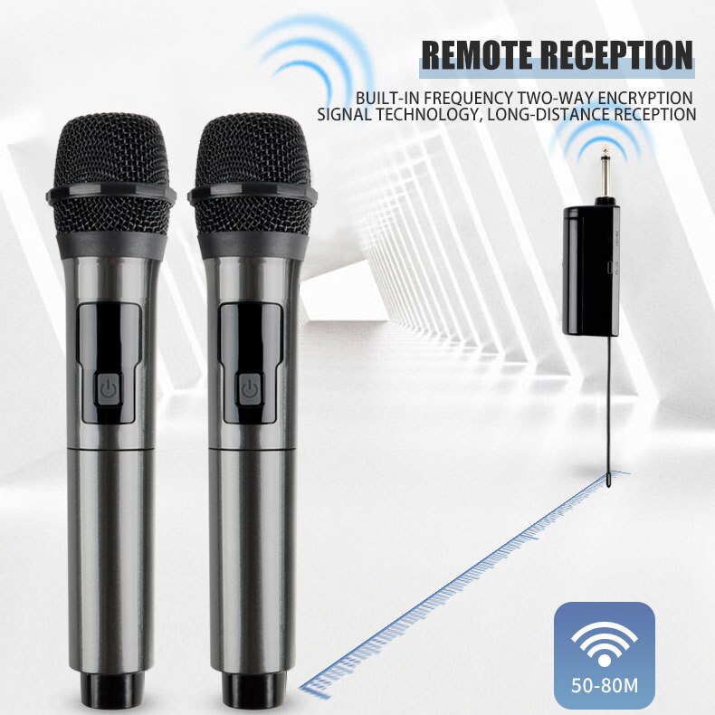 Set 2 microfoane, Wireless, Pentru karaoke, Negru - eMAG.ro