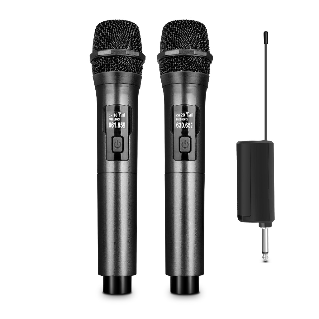 Set 2 microfoane, Wireless, Pentru karaoke, Negru - eMAG.ro