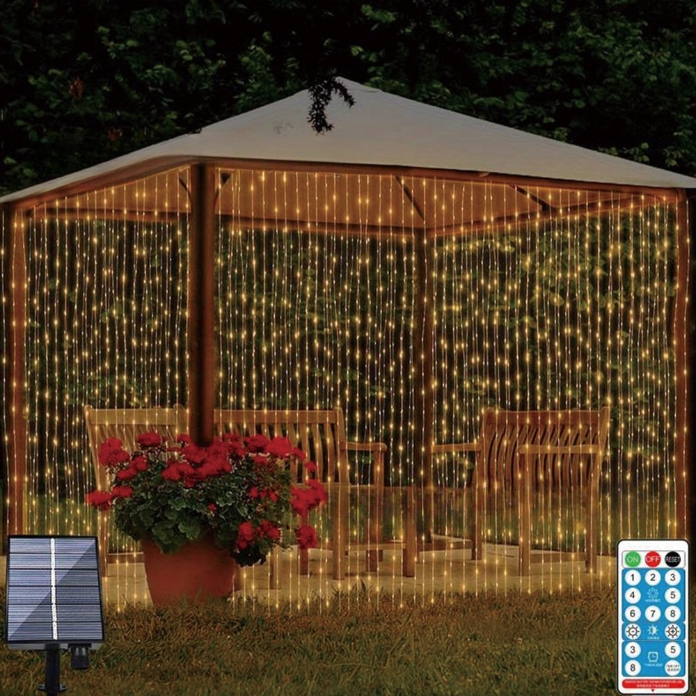 Perdea lumini solara, LED, 3m, Rezistenta la apa, Negru - eMAG.ro