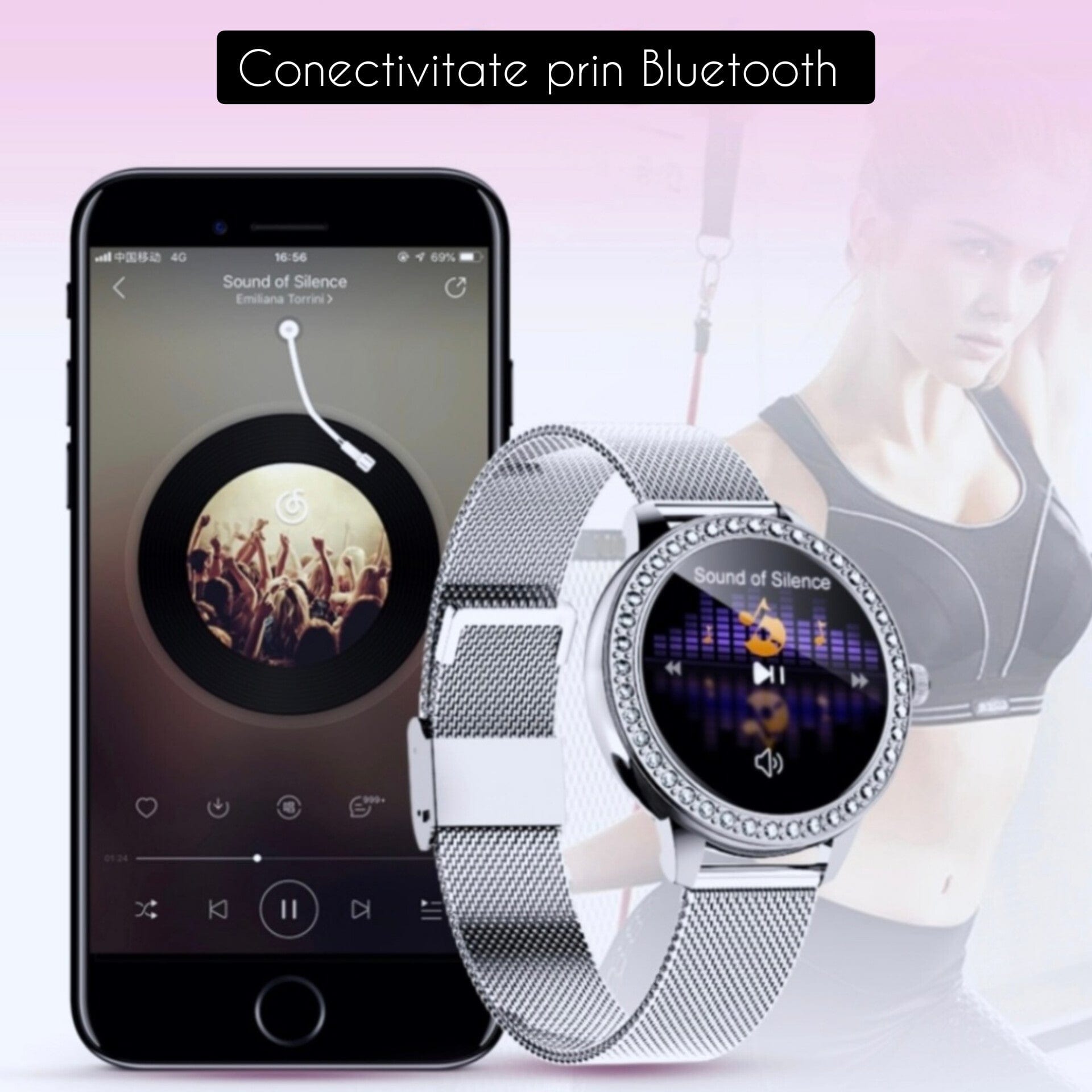 Смартчасовник, TechGS fitness SN91, сензорен екран, водоустойчив IP68 ...