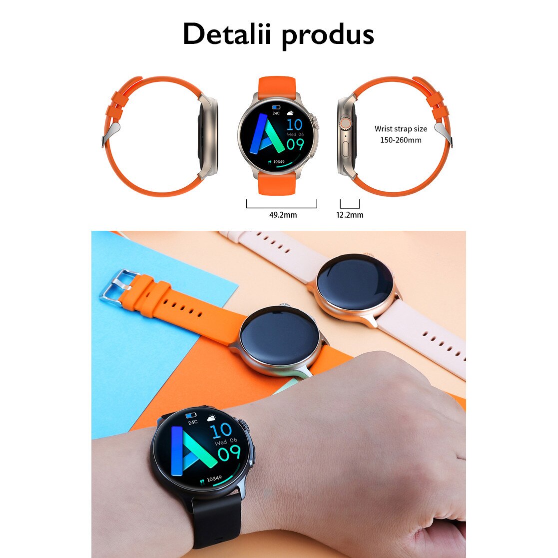 Ceas Smartwatch Femei TechONE® K58 Ultra, 1.43 inch AMOLED HD, Always ON, Ultra Rezistent ...