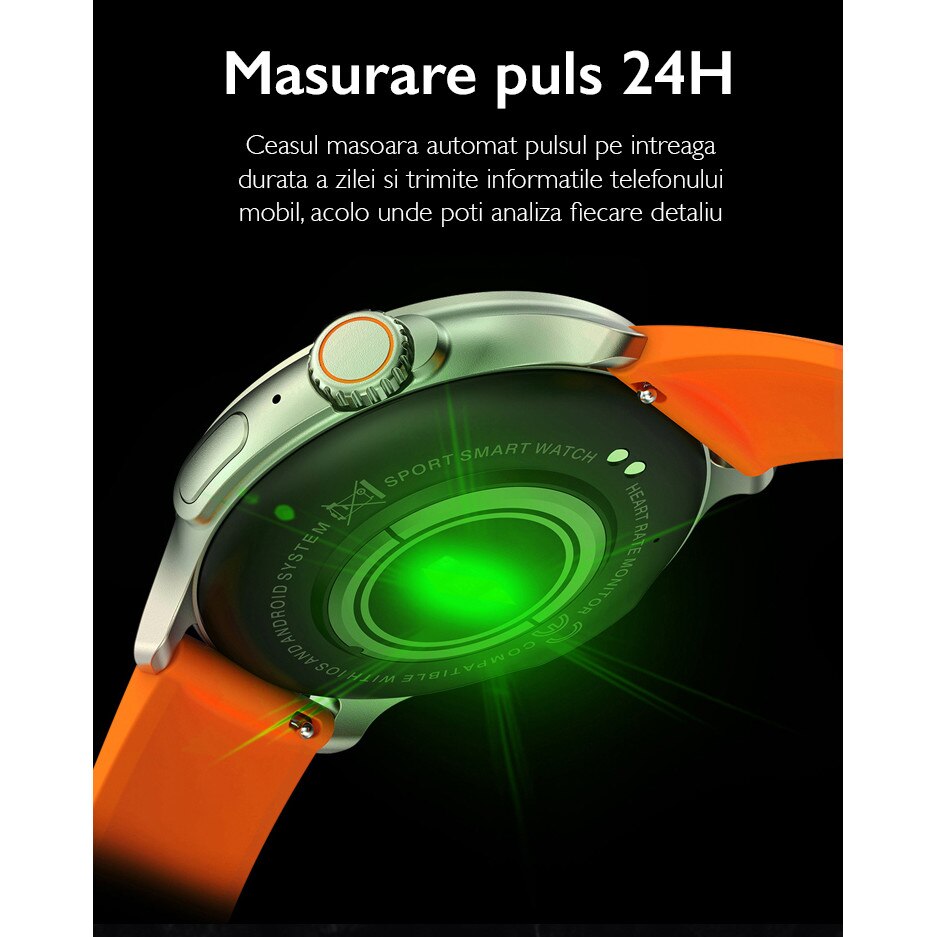 Ceas Smartwatch Femei TechONE® K58 Ultra, 1.43 inch AMOLED HD, Always ON, Ultra Rezistent ...