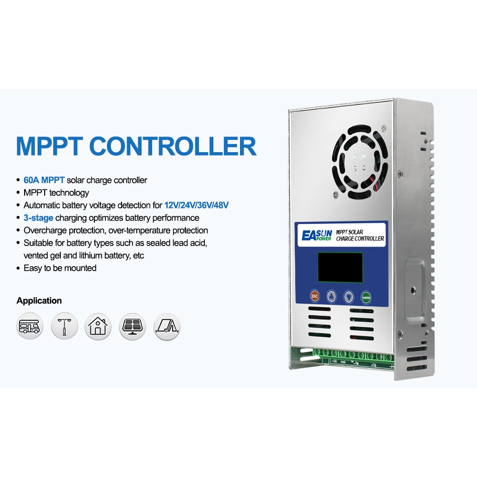 Controler solar MPPT 6048 60A incarcare sisteme fotovoltaice 12V 24V ...