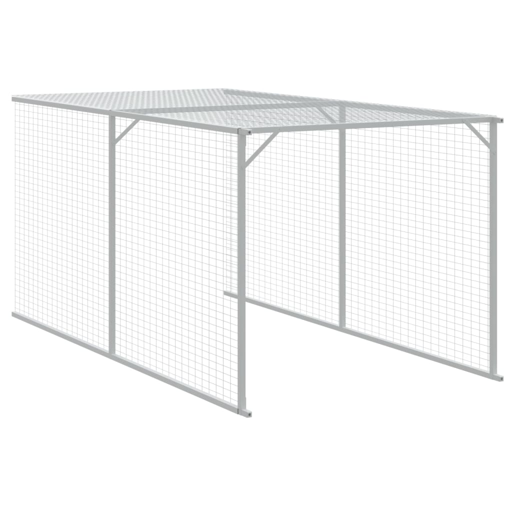 Cotet de pui cu tarc vidaXL, antracit, 117x405x123 cm, otel galvanizat ...