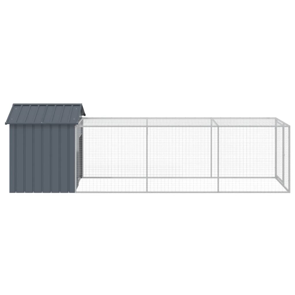 Cotet de pui cu tarc vidaXL, antracit, 117x405x123 cm, otel galvanizat ...