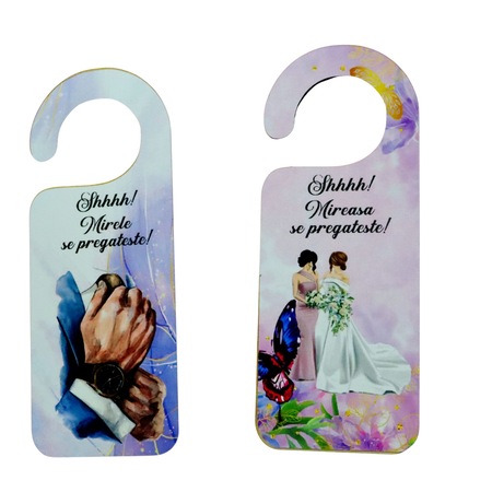 Set 2 Placute Usa Miri, Nunta, Mov, 15x6cm, EVEPUSHH021 - eMAG.ro