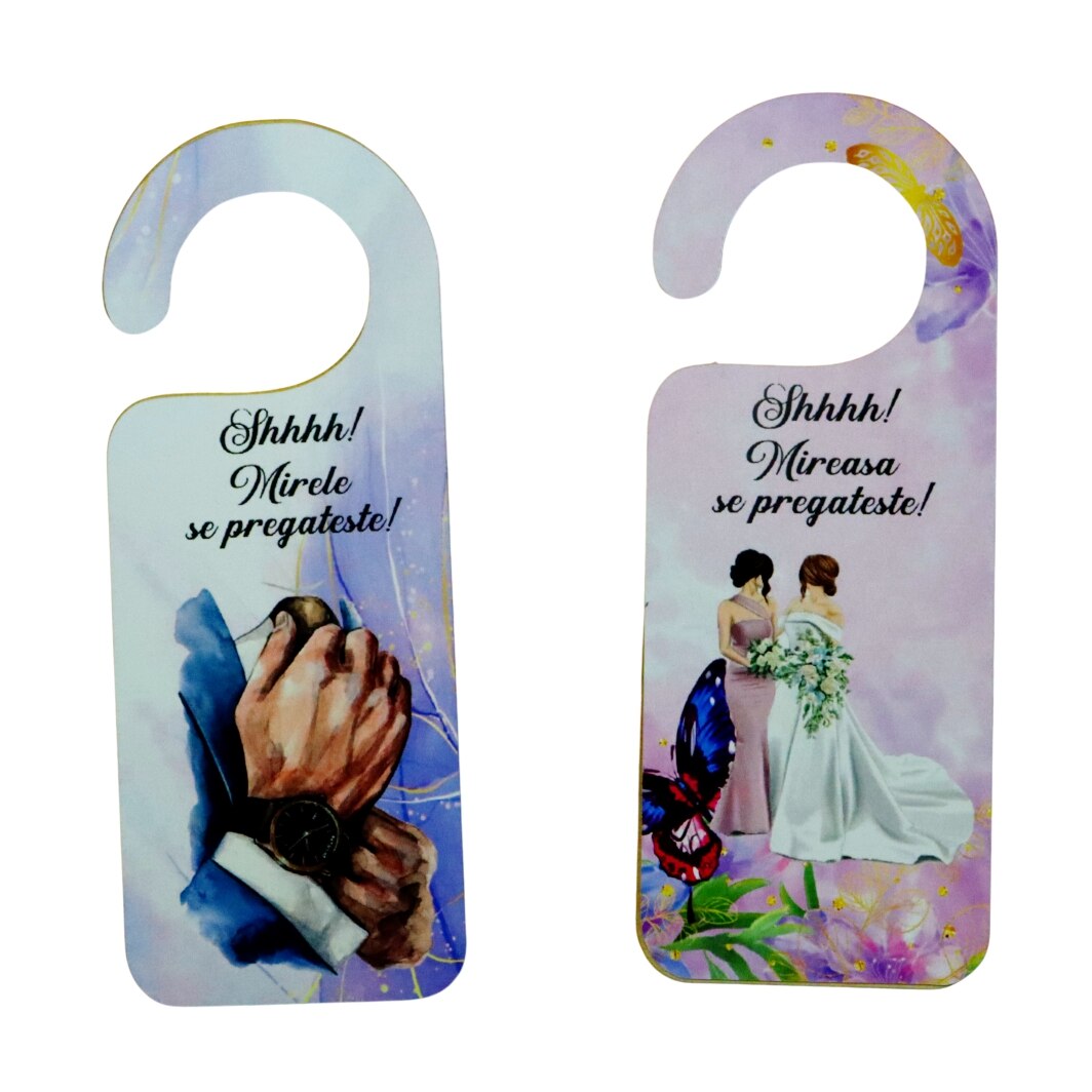 Set 2 Placute Usa Miri, Nunta, Mov, 15x6cm, EVEPUSHH021 - eMAG.ro