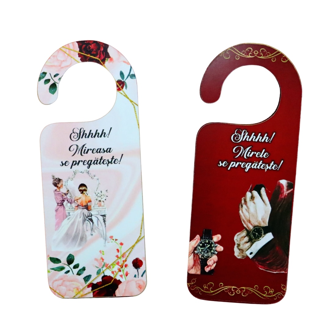 Set 2 Placute Usa Miri, Nunta, Rosu, 15x6cm, EVEPUSHH022 - eMAG.ro